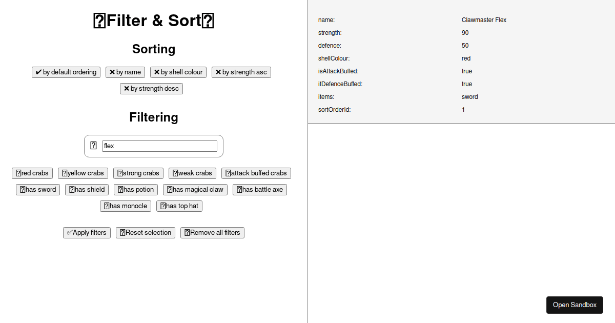 react-sort-and-filter-example - Codesandbox