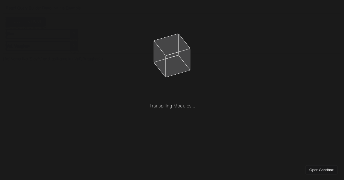 React Querybuilder Native Example Codesandbox 