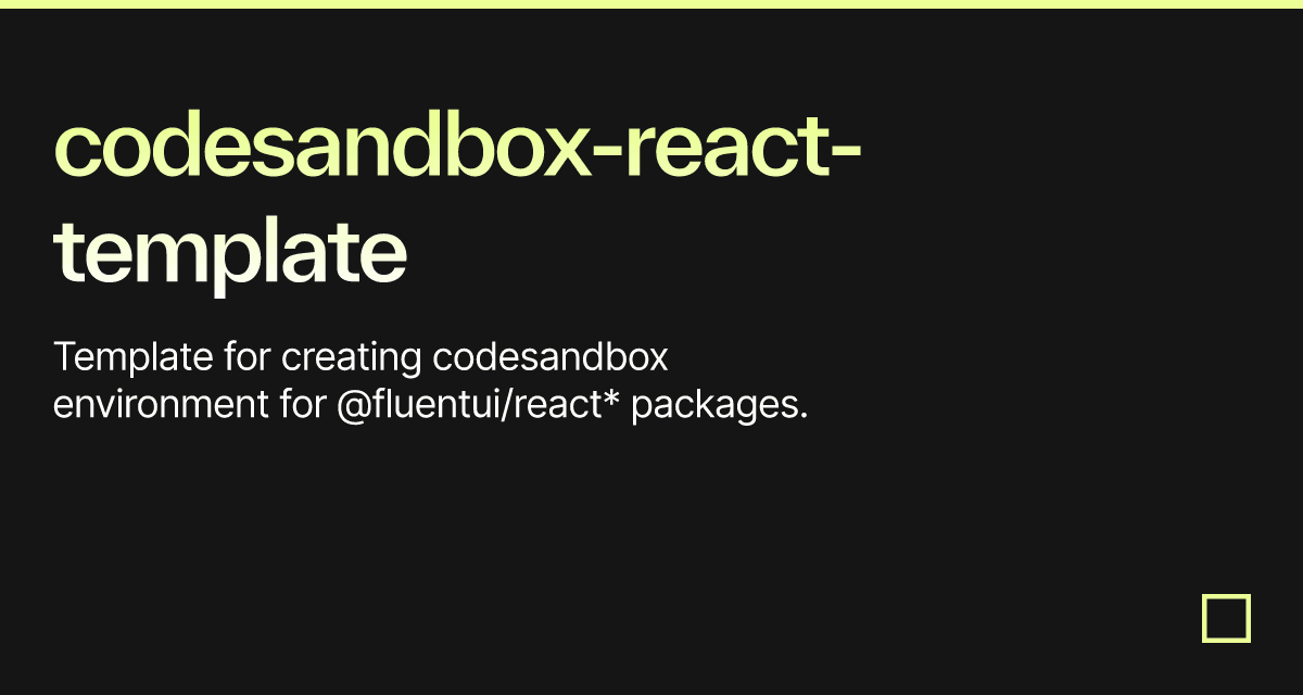 Codesandbox React Template Codesandbox