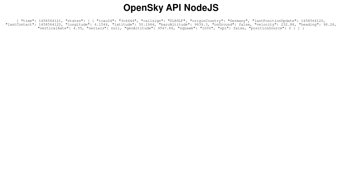OpenSky API - Node - Codesandbox