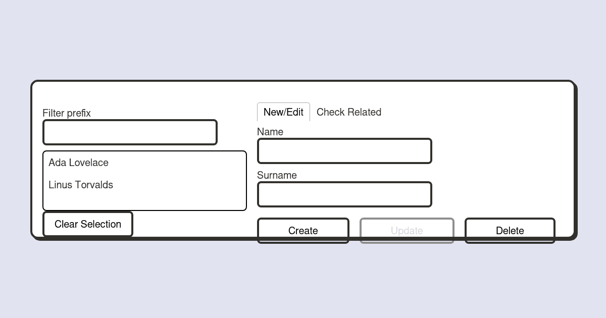 7GUIs: 5-CRUD (rxfx/service) - Codesandbox