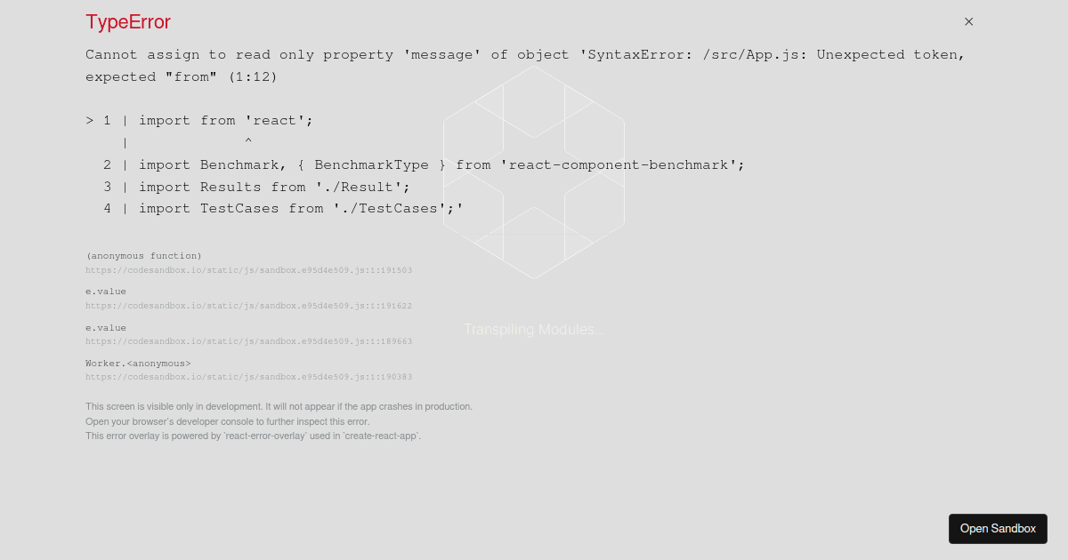 React Component Benchmark (forked) - Codesandbox React Component Benchmark (forked) - Codesandbox