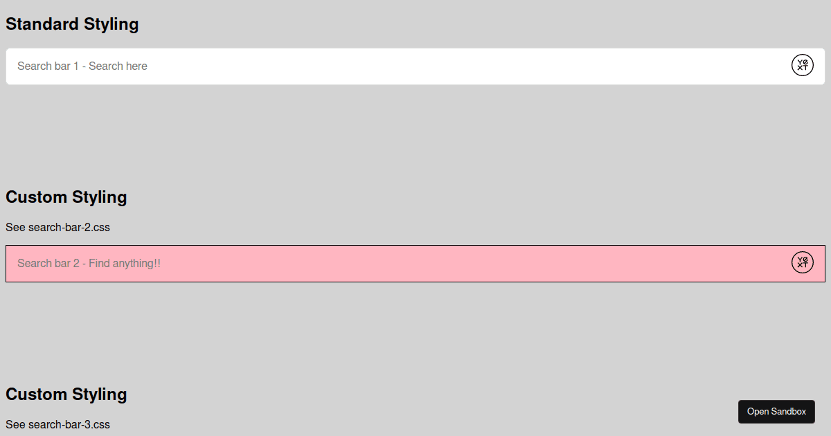 Search Bar Styling - Codesandbox