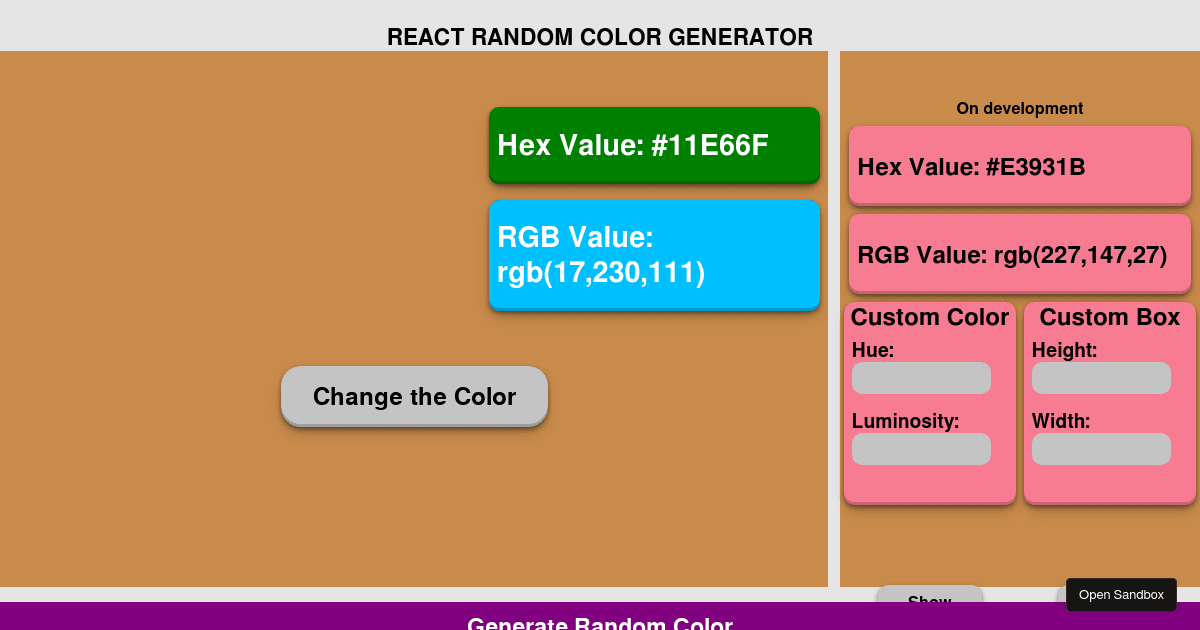 React Random Color Generator Codesandbox