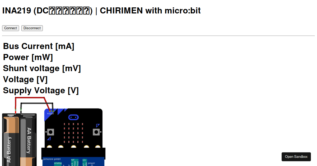 chirimen-oh/chirimen-micro-bit: I2C_INA219 - Codesandbox