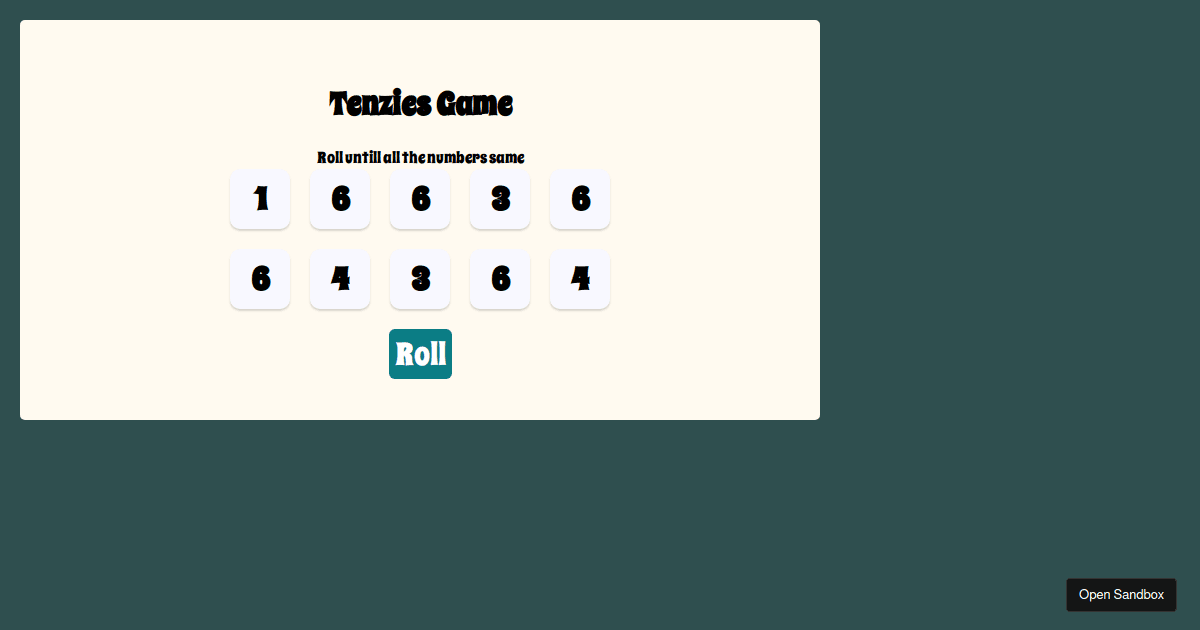 Tenzies game - Codesandbox