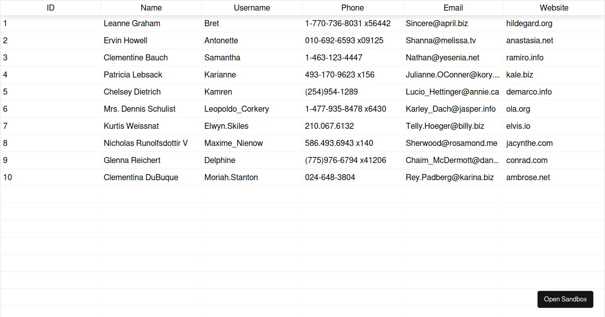 Create A Table Like Datatables In React Using React Table Codesandbox 4056