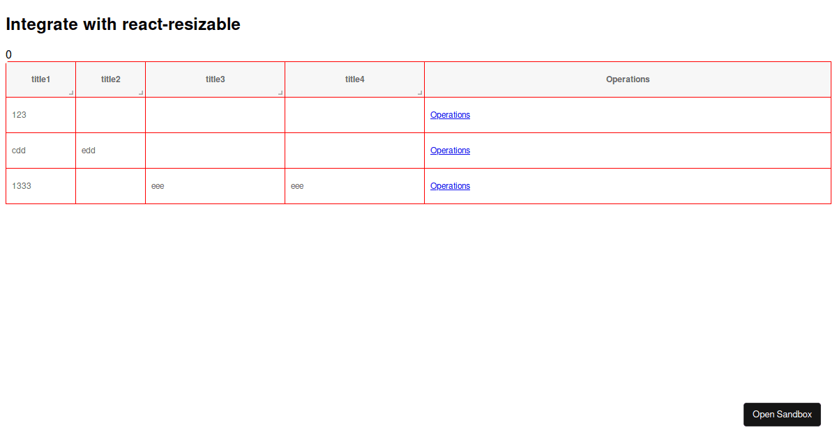 rc-tables Resize - Codesandbox