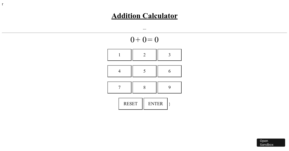 Addition Calculator - Codesandbox