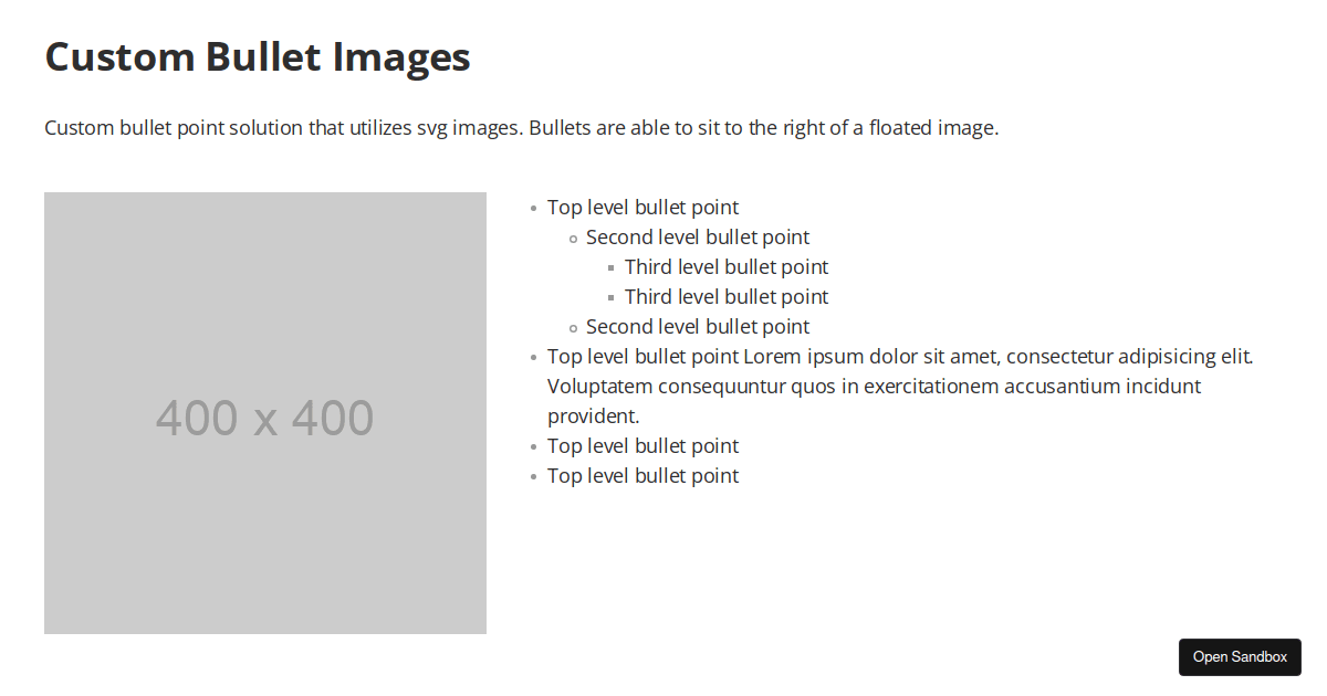 custom bullet points - Codesandbox