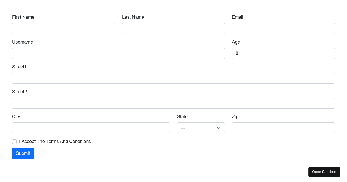 Formik-strap Example - Codesandbox