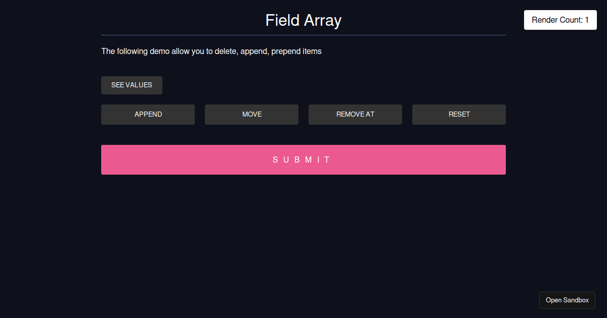 React Hook Form - useFieldArray Template - Codesandbox