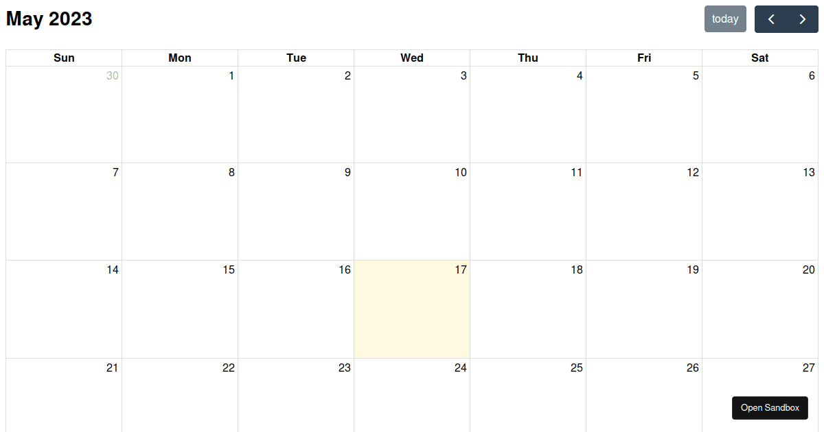 FullCalendar React (forked) - Codesandbox