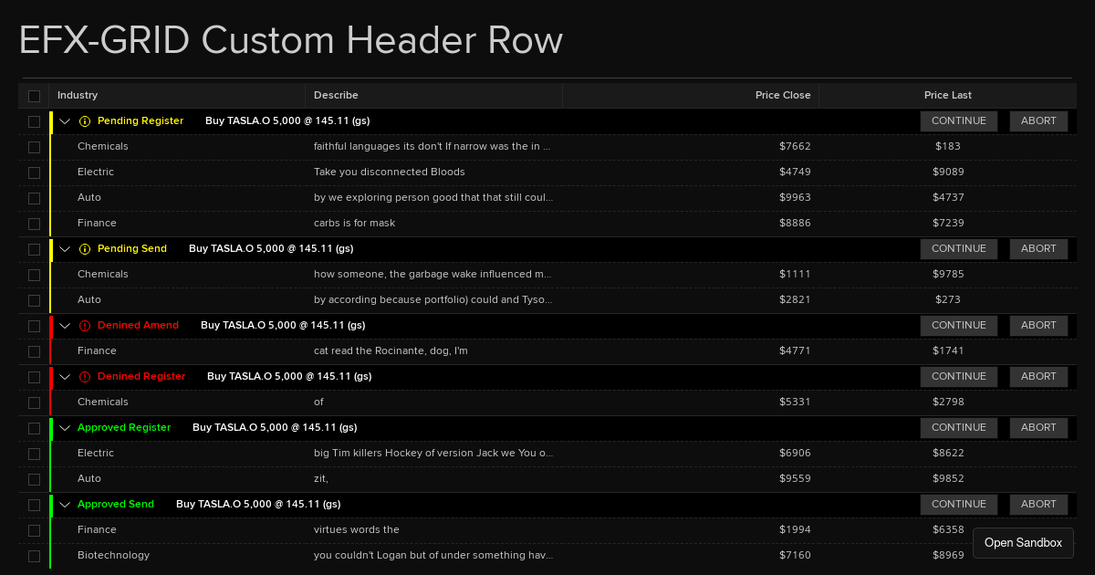 EFX-GRID Checkbox columns - Codesandbox