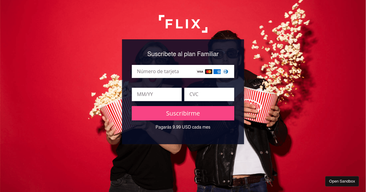 Kushki.js React example Flix alternate - Codesandbox