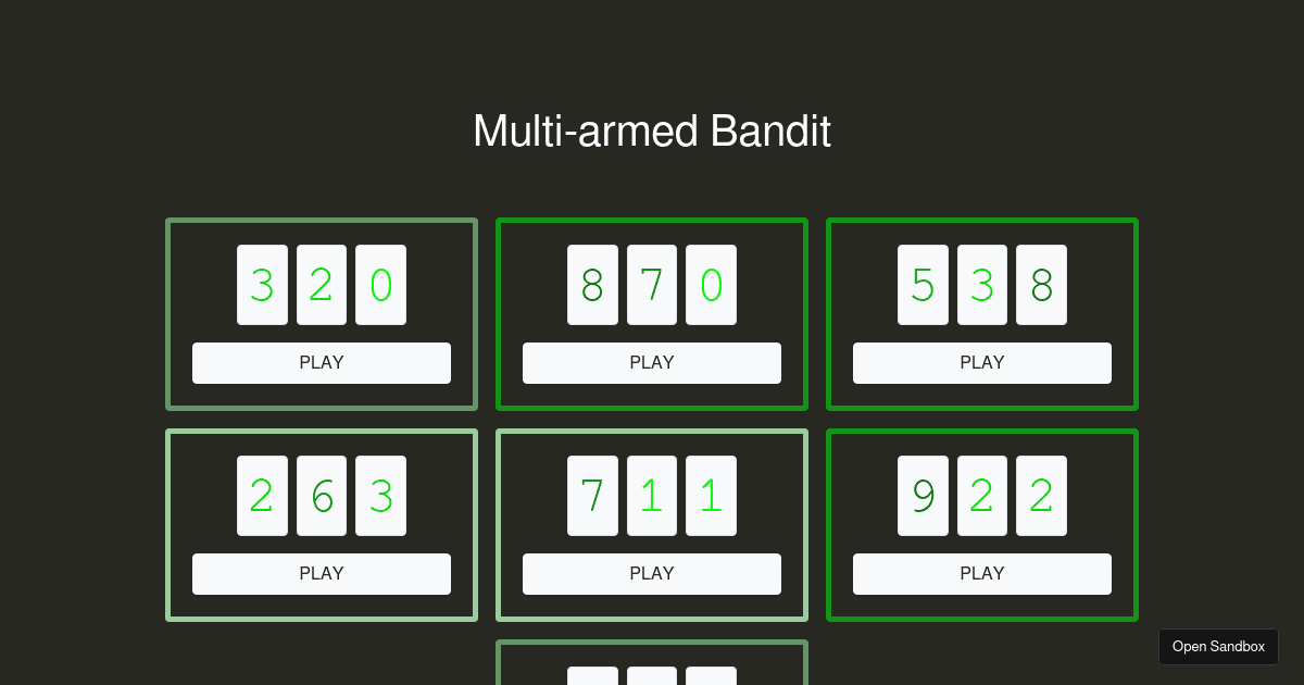 multi-armed bandit - Codesandbox
