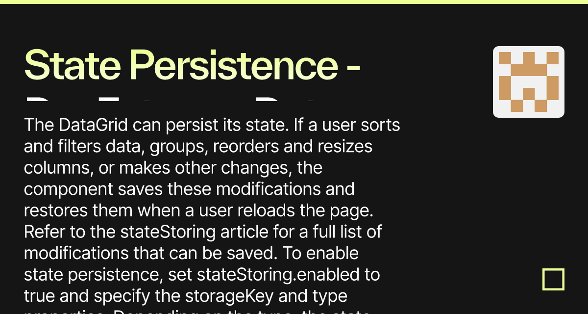 State Persistence - DevExtreme Data Grid (forked) - Codesandbox