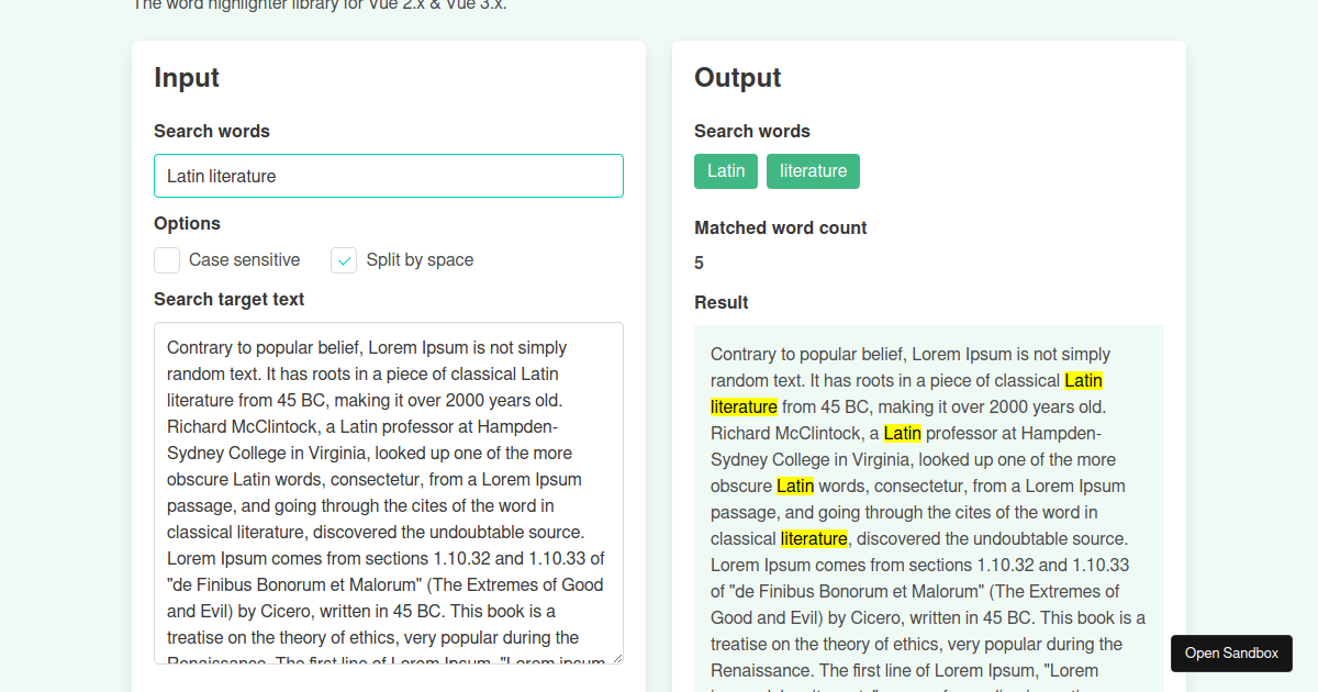 vue3-word-highlighter-example (forked) - Codesandbox