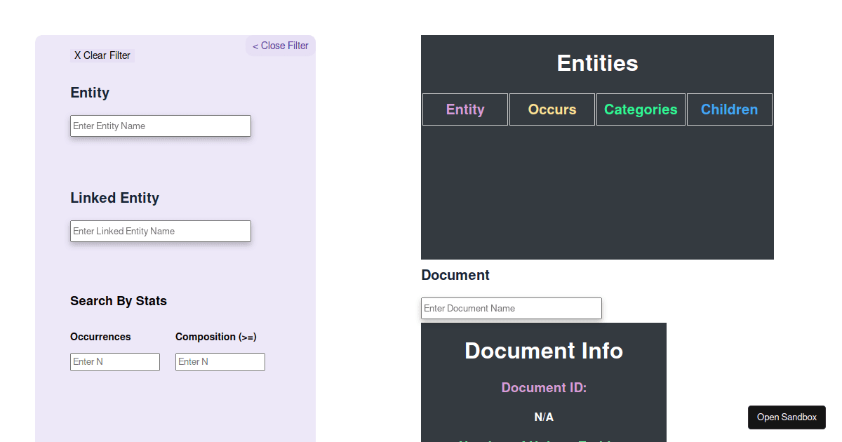 Filter Page - Codesandbox