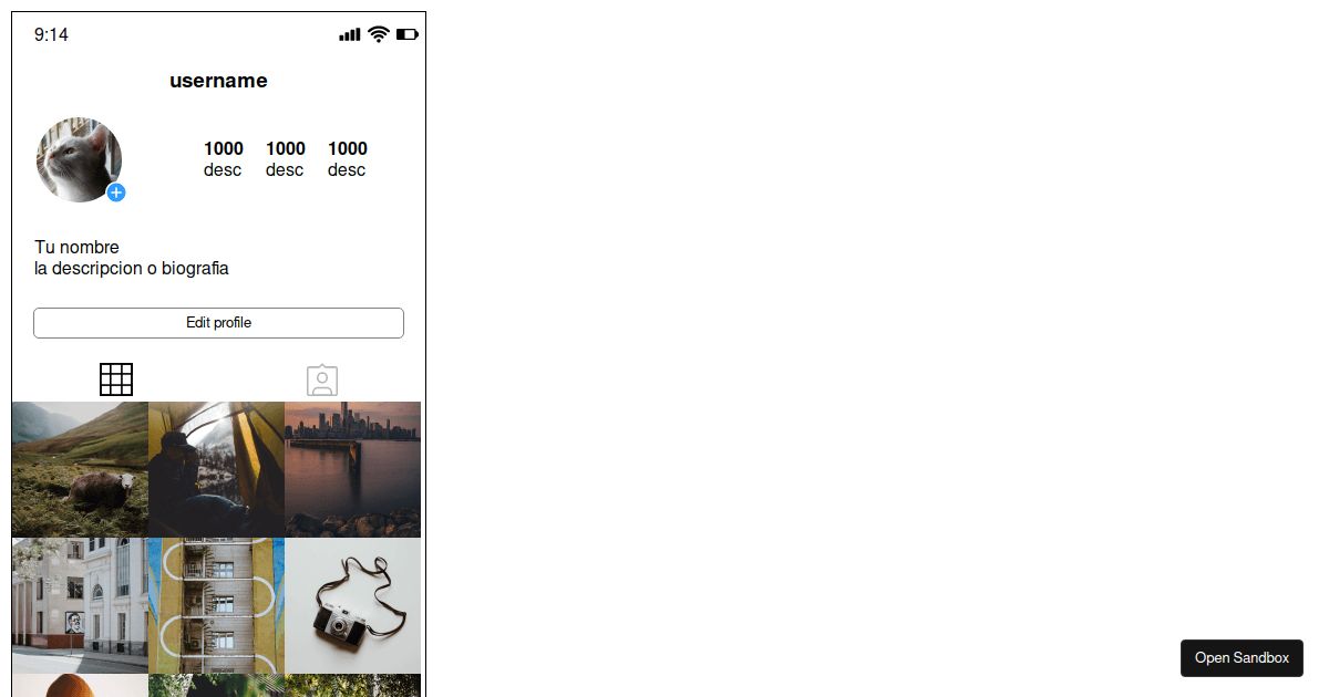 instagram layout - Codesandbox