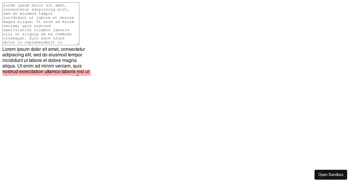 Text box with edge fog - Codesandbox