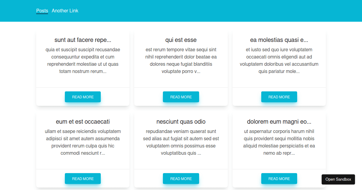 React Routers Posts Forked Codesandbox