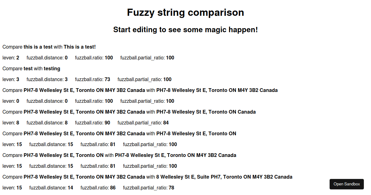 Fuzzy String Comparison Codesandbox 5496