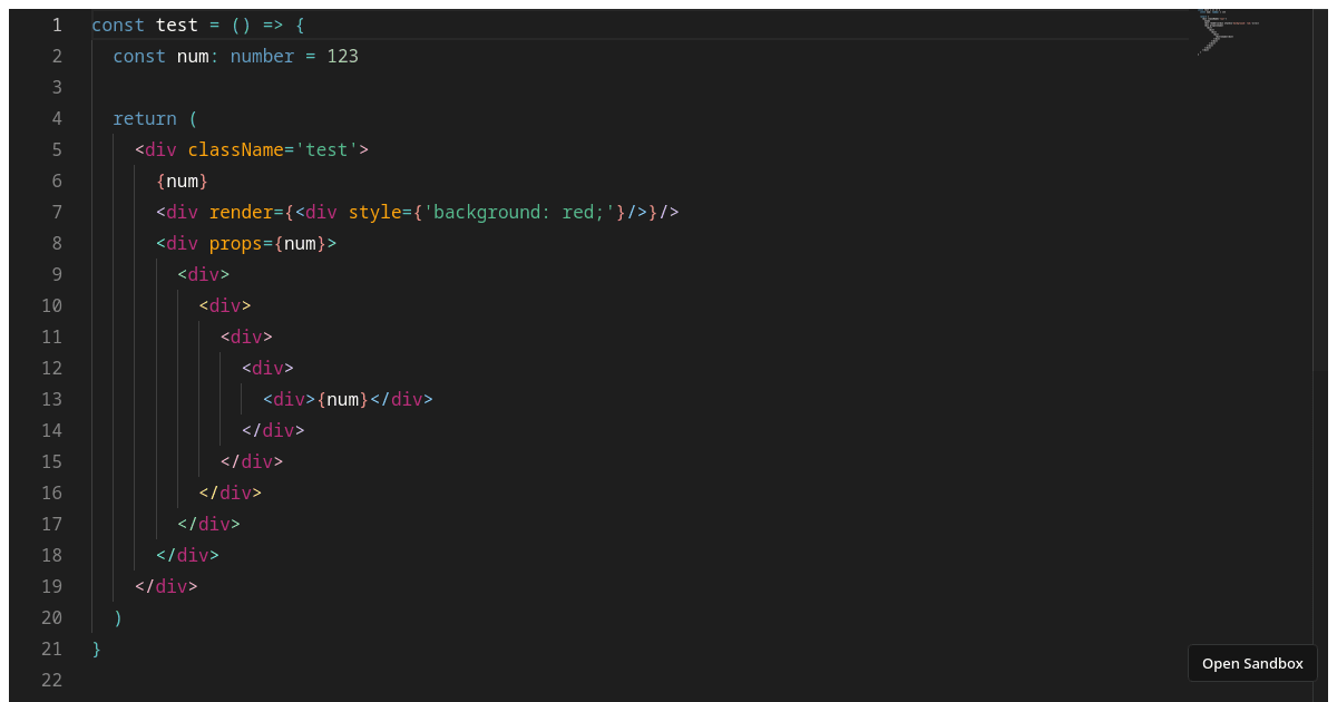 momaco jsx/tsx highlight - Codesandbox