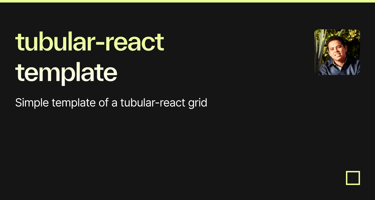 tubular-react template - Codesandbox