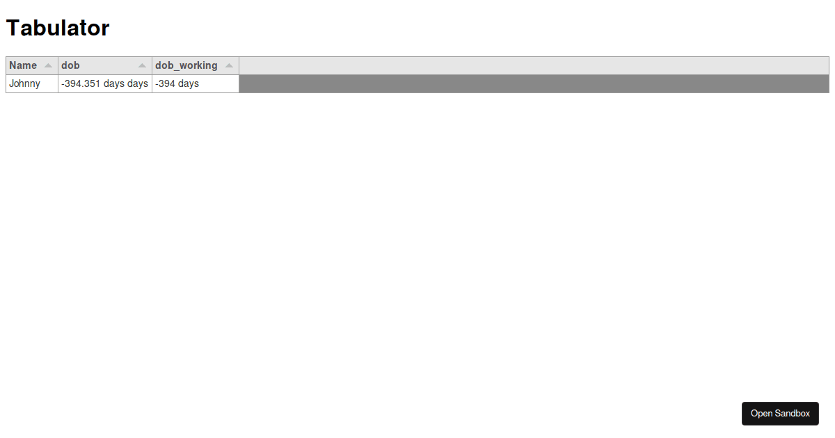 Tabulator (forked) - Codesandbox
