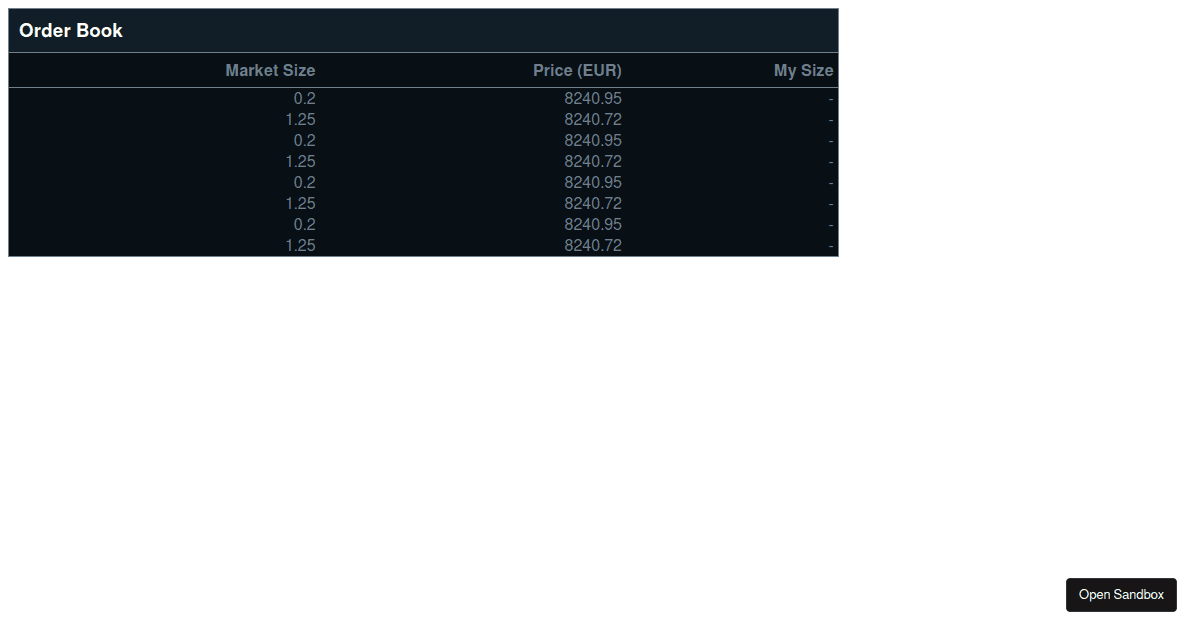 Order book - Codesandbox