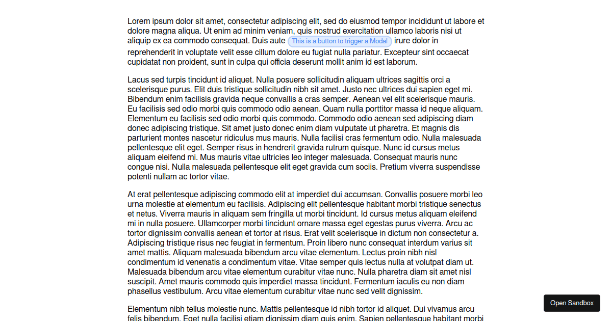 Accessible Modal Component tutorial - Codesandbox
