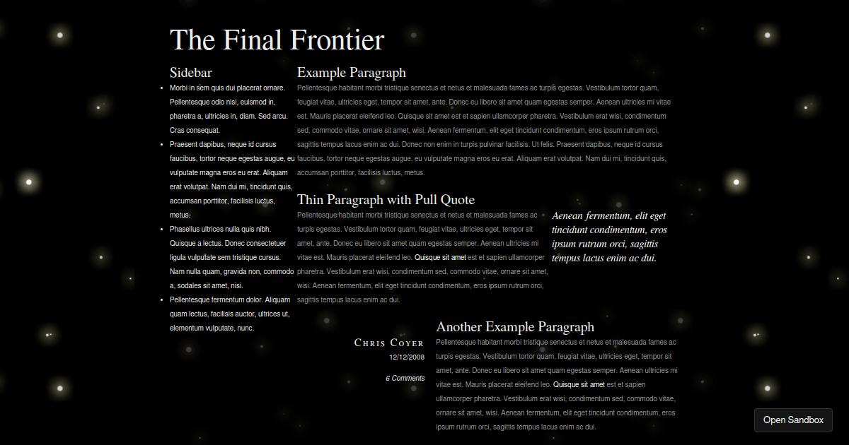 CSS Parallax Background of Stars - Codesandbox