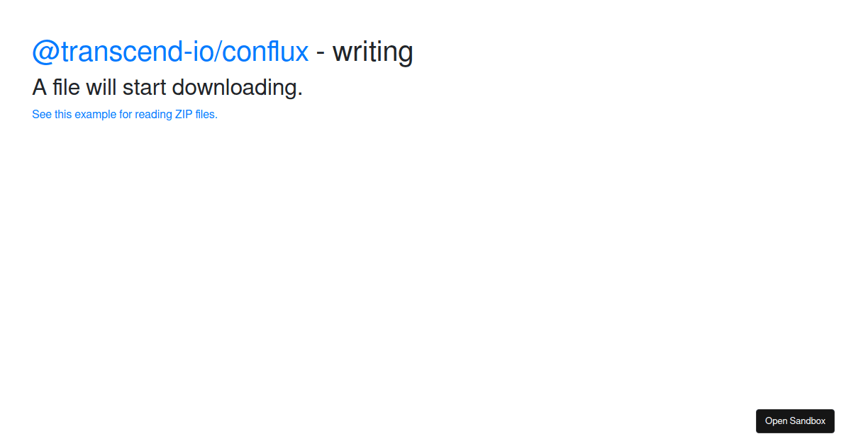 @transcend-io/conflux - writing zip64 - Codesandbox
