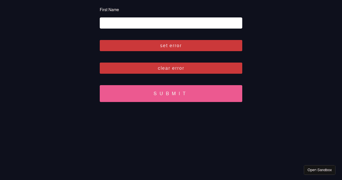 React Hook Form V7 Seterror Forked Codesandbox