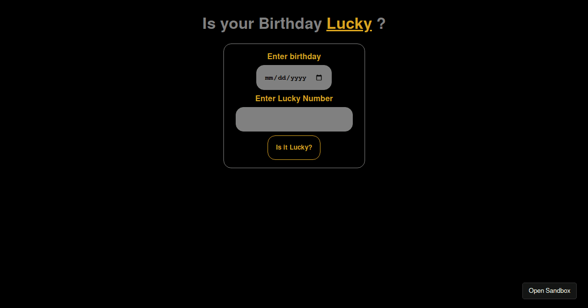 Lucky Birthday - Codesandbox