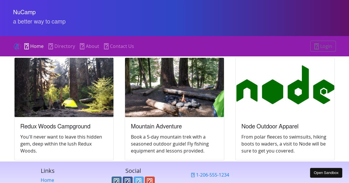 BrandonHamburg/Nucampsite - Codesandbox