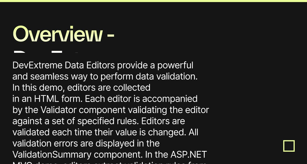 Overview - DevExtreme Validation (forked) - Codesandbox