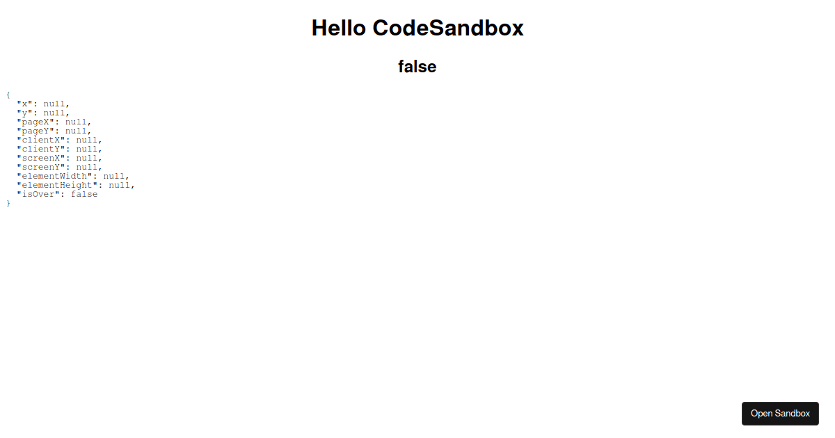 useHover() + useMousePosition() + useMergedRef() - Codesandbox