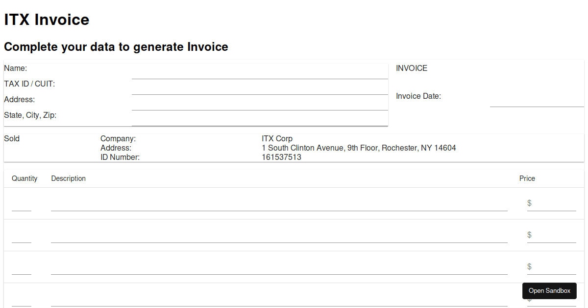Invoice - Codesandbox