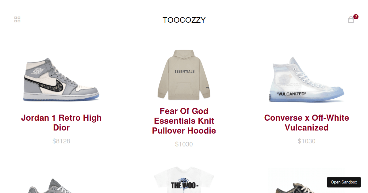 React Ecommerce App Codesandbox
