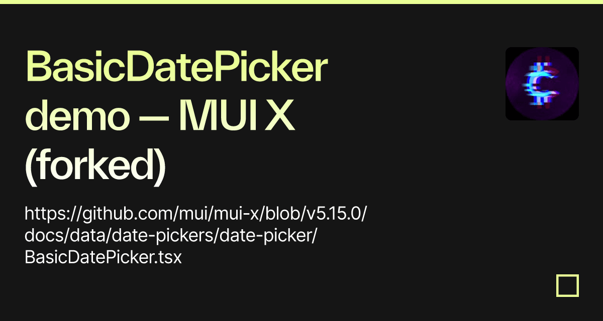 Basicdatepicker Demo — Mui X Forked Codesandbox