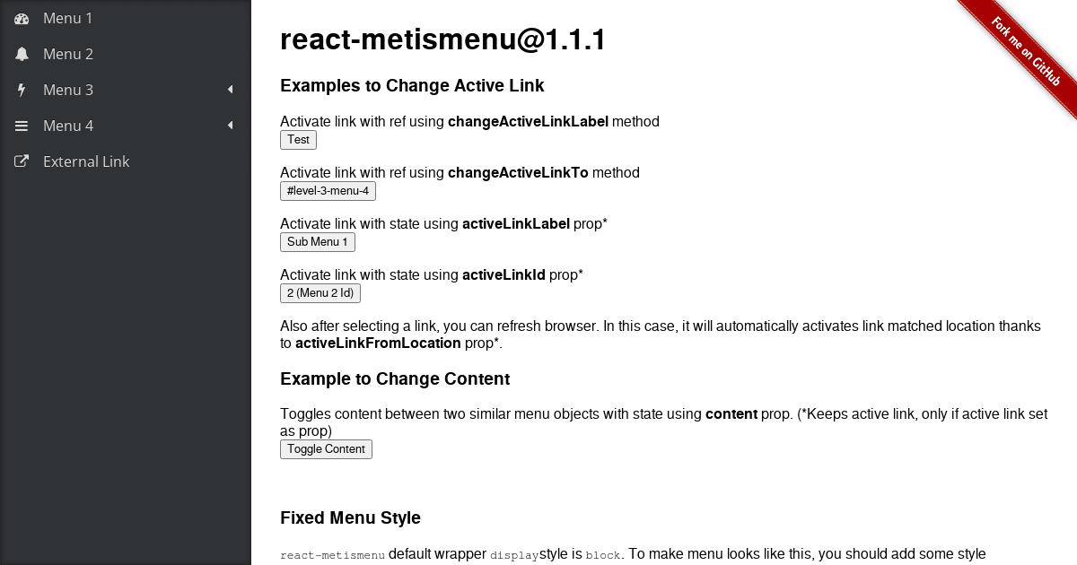 alpertuna/react-metismenu - Codesandbox
