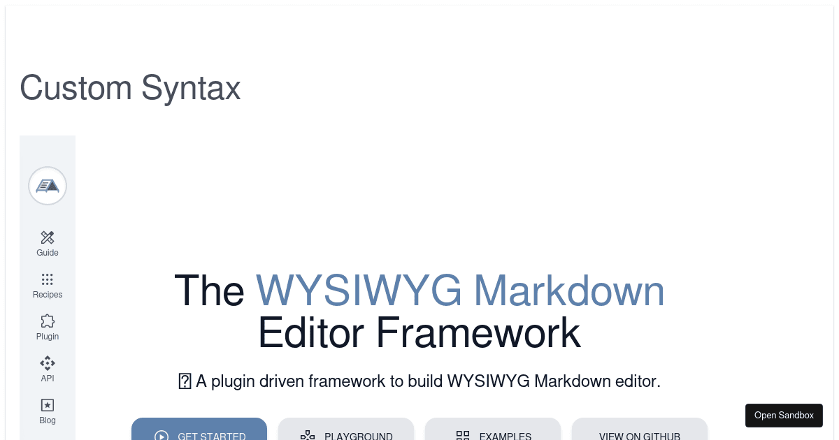 Milkdown Custom Syntax Codesandbox