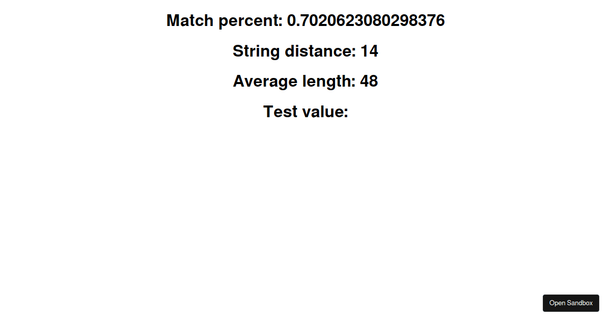 levenshtein distance to percentage - Codesandbox