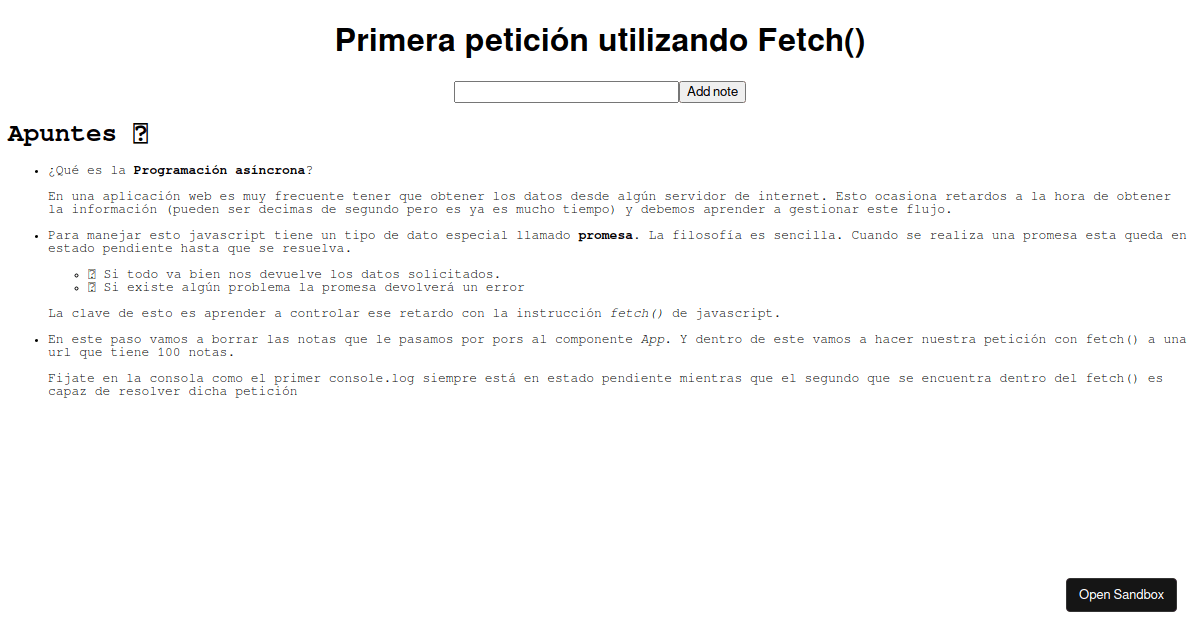 1 Fetch - Codesandbox