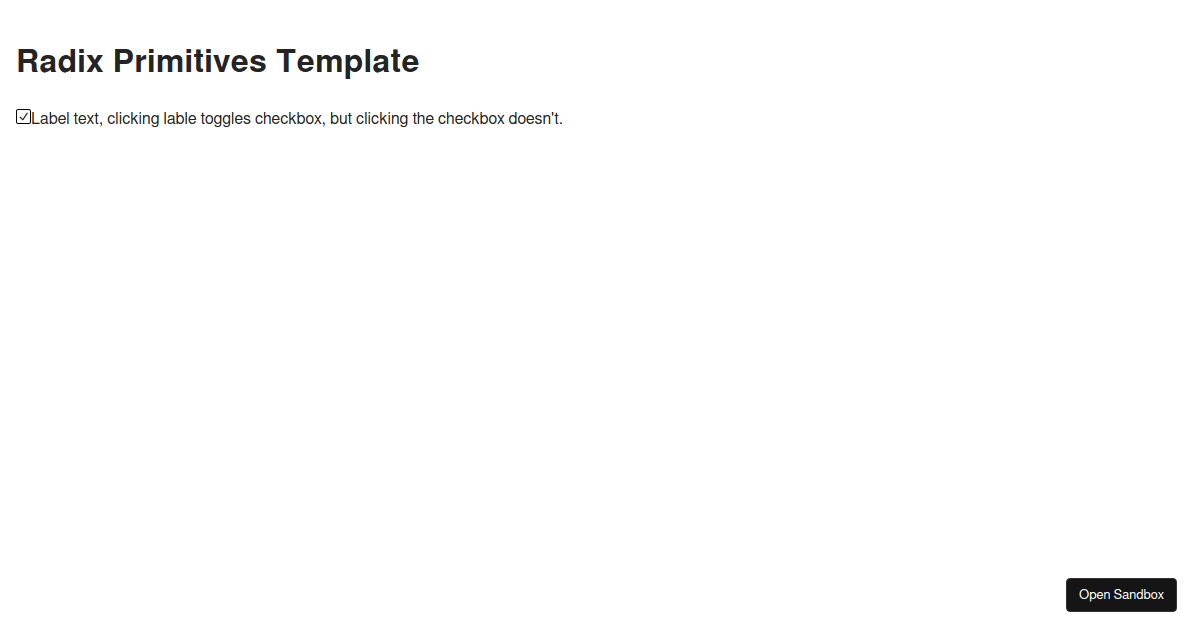 Radix Checkbox Not Working With Regular Label Codesandbox