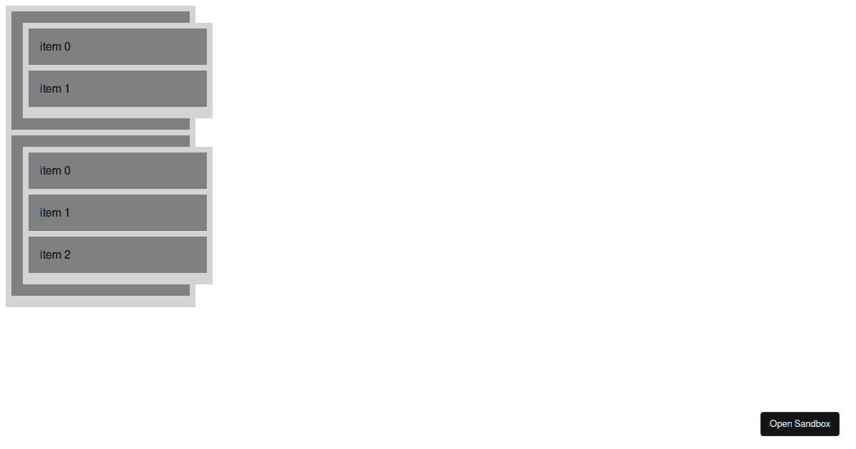 vertical list - Codesandbox