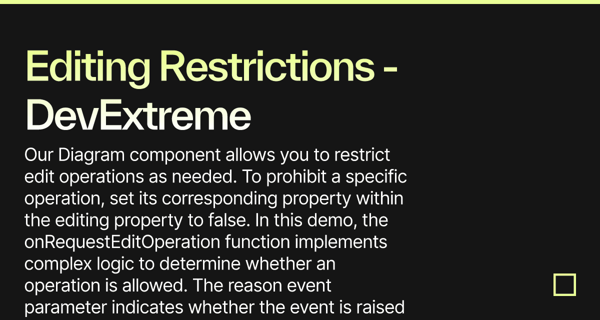 Editing Restrictions - DevExtreme Diagram (forked) - Codesandbox