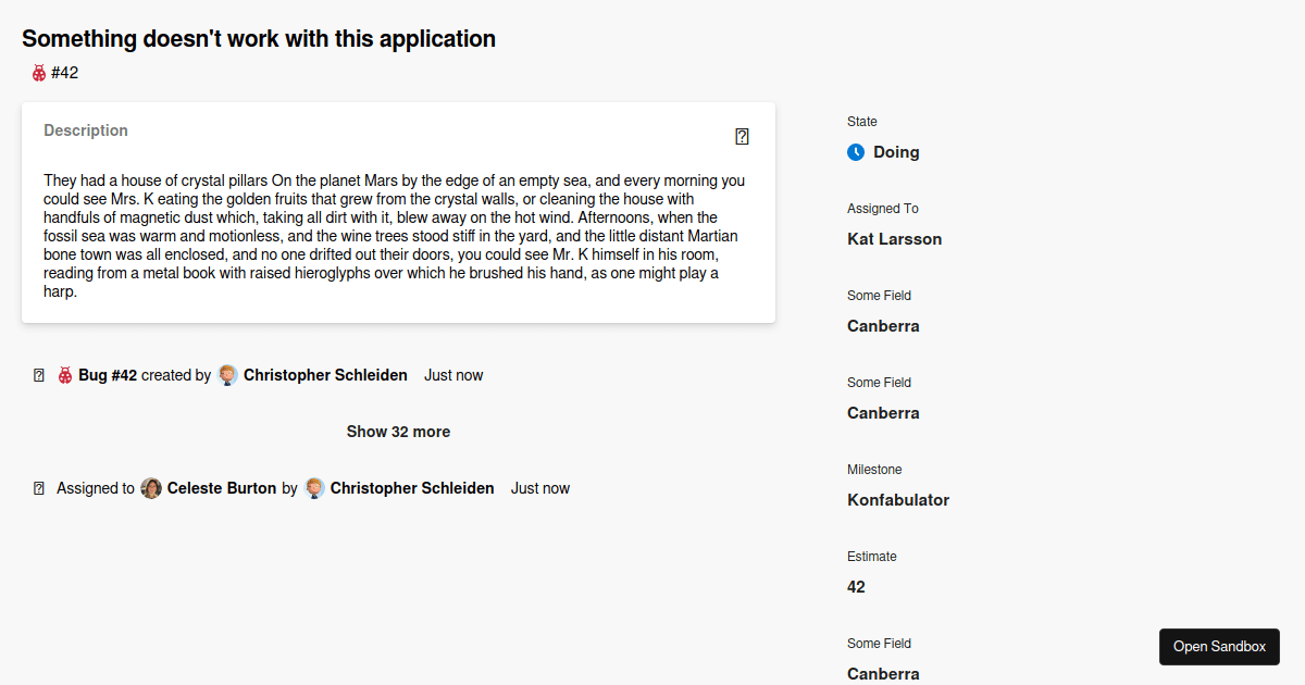 Issue Prototype Forked Codesandbox